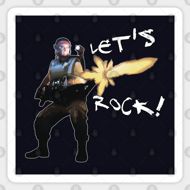 Aliens 1986 Vasquez Lets Rock Fire Opacity 100 Vasquez Sticker Teepublic